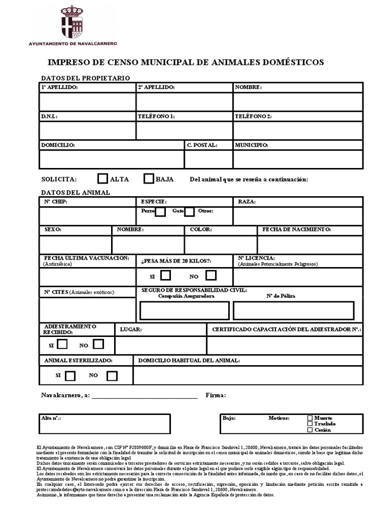 Formulario Censo Animales Domesticos | PDF