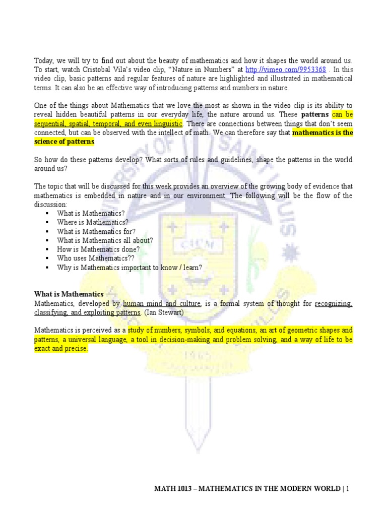MMW LESSON 1-converted | PDF | Mathematics | Thought
