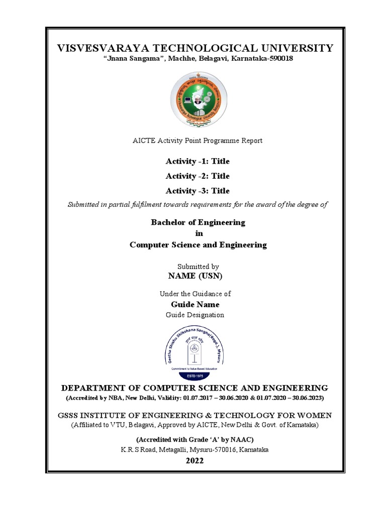 AICTE Activity Point Programme Report of a Computer Science Engineering Student | PDF