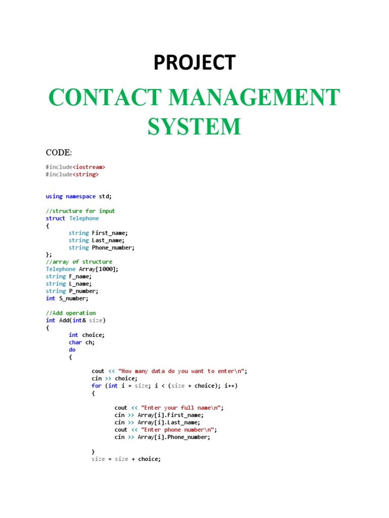 Contact Management System: Project | PDF | Software Engineering ...