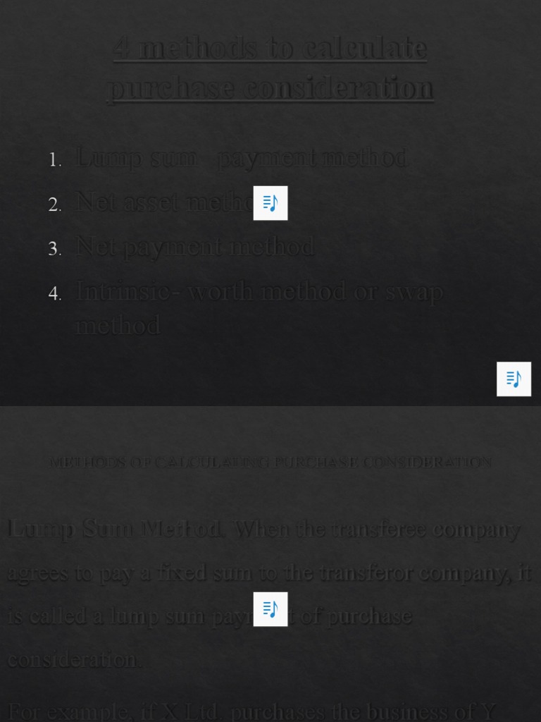 4 Methods To Calculate Purchase Consideration | PDF | Equity (Finance ...