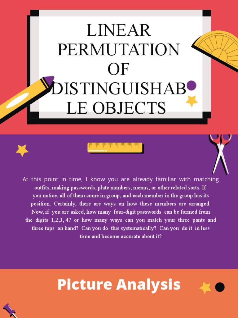 Linear Permutation OF Distinguishab Le Objects | PDF | Permutation | Menu