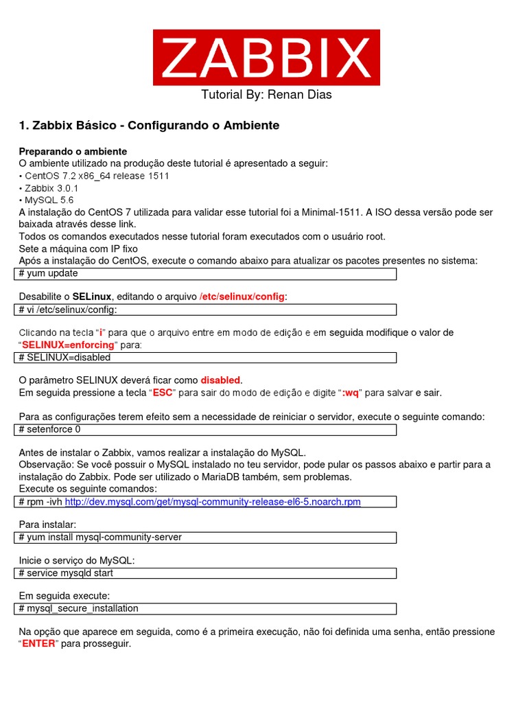 Zabbix Básico - Tutorial | PDF | Firewall (Computação) | Bancos de dados