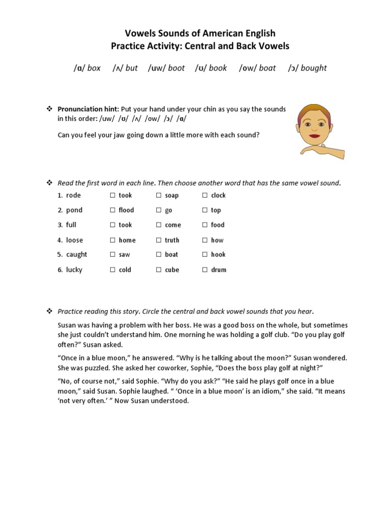 Central and Back Vowel Practice Activity Handout | PDF | Language Arts ...