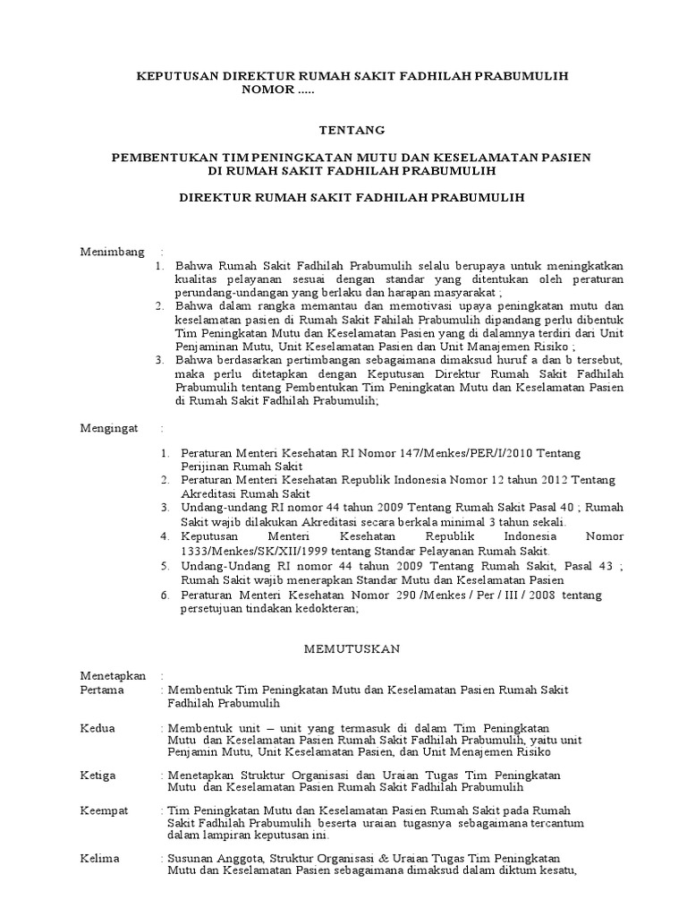 SK Pembentukan PMKP RSF | PDF