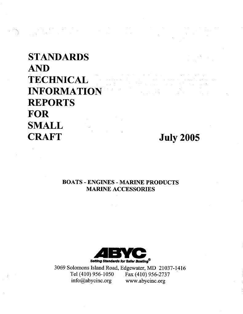 ABYC Standards 7-2005 | PDF