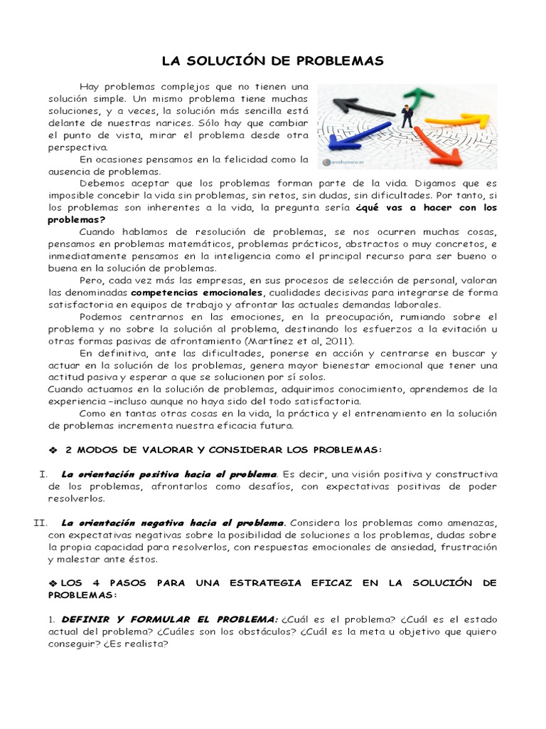 Estrategias para Resolver Problemas Personales | PDF | Las emociones ...