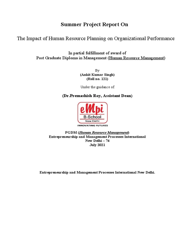 SIP Report HR | PDF | Human Resource Management | Human Resources