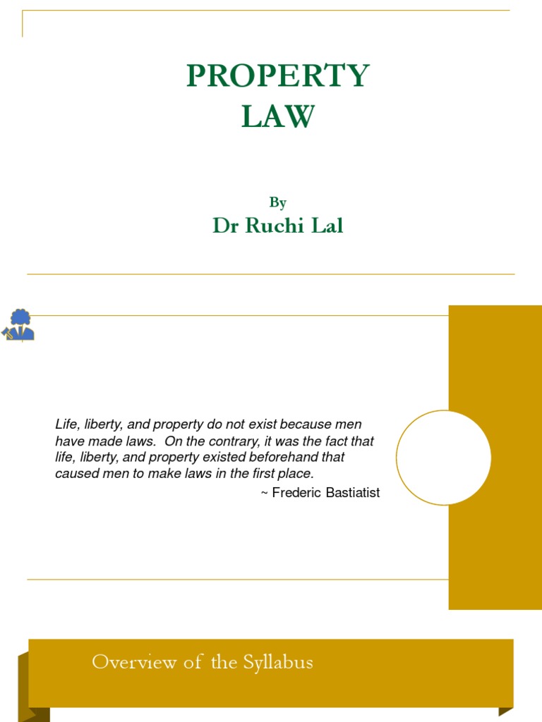 Property LAW: DR Ruchi Lal | PDF | Property | Intellectual Property