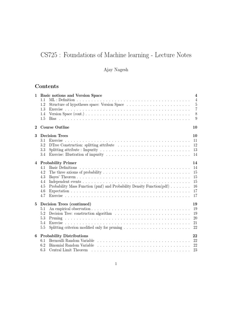 CS725: Machine Learning Foundations | PDF | Probability Distribution ...