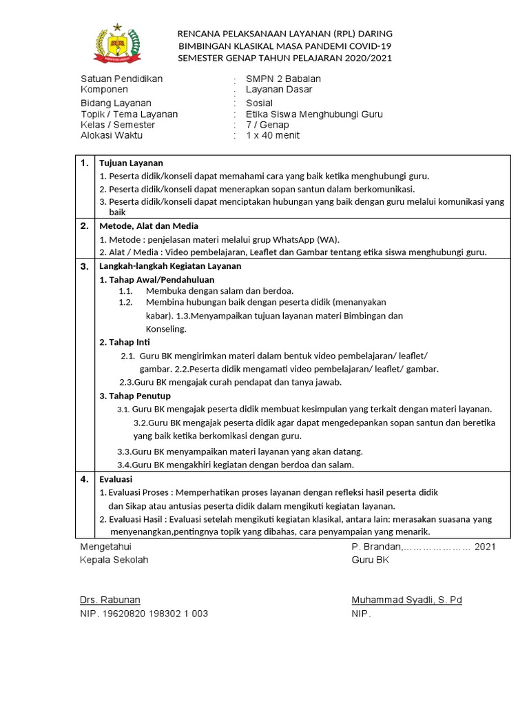 RPL KLASIKAL Etika Siswa Menghubungi Guru | PDF