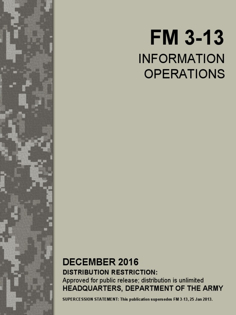 FM 3-13 Information Operations | PDF | Information | Deterrence Theory