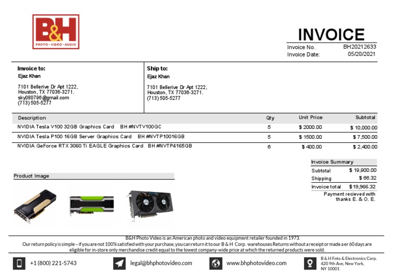 Ejaz Khan Invoice BH20212633. | PDF | Ibm Pc Compatibles | Computer ...