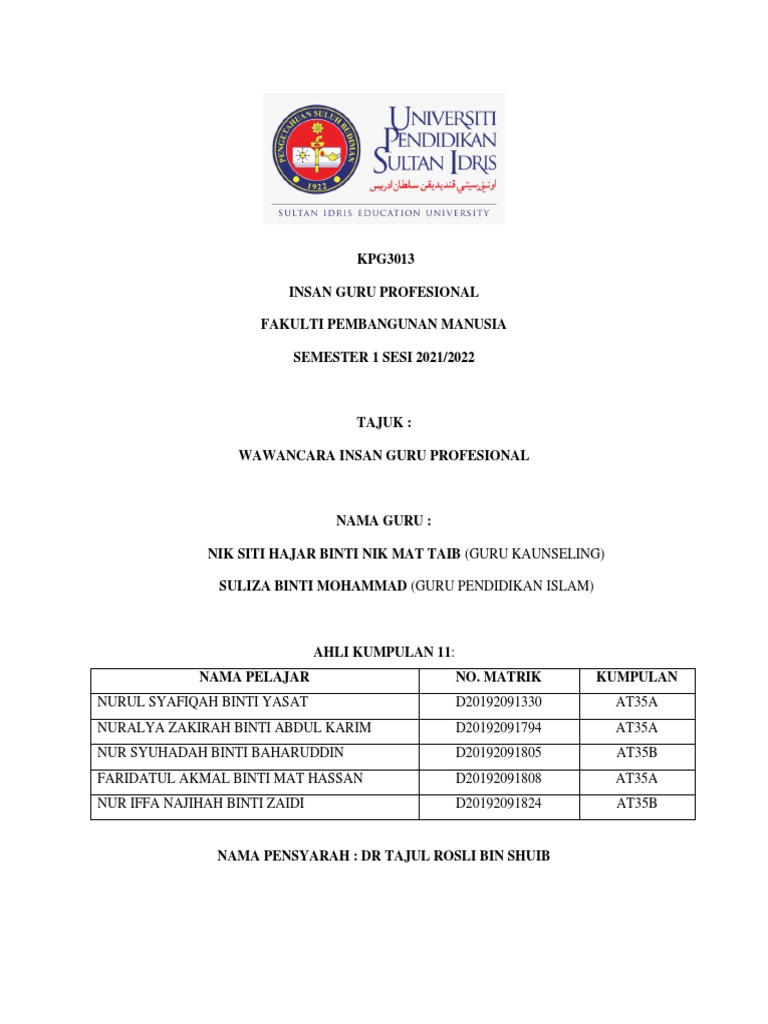 Laporan Wawancara Igp Kumpulan | PDF