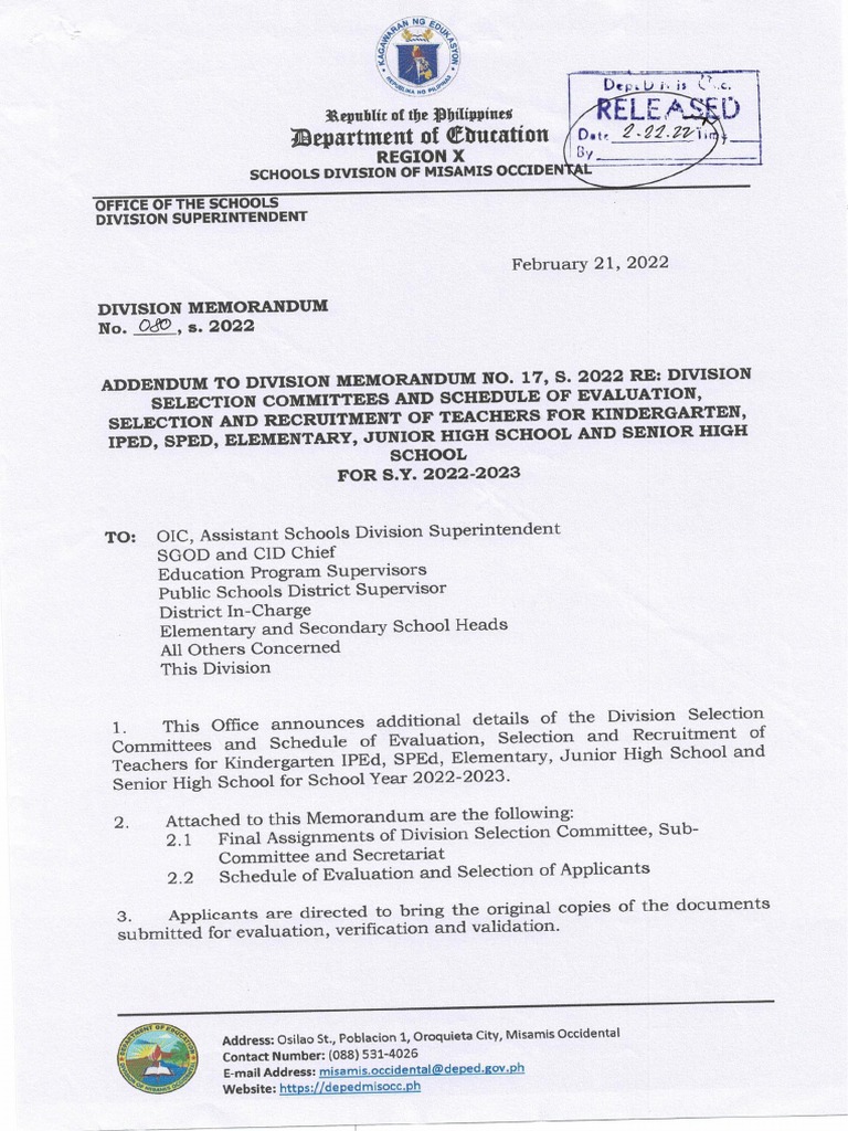 DepED Mis Occ - 080 | PDF