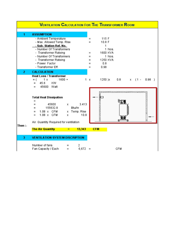 Transformer Room Ventilation Calculation | PDF | Ventilation ...