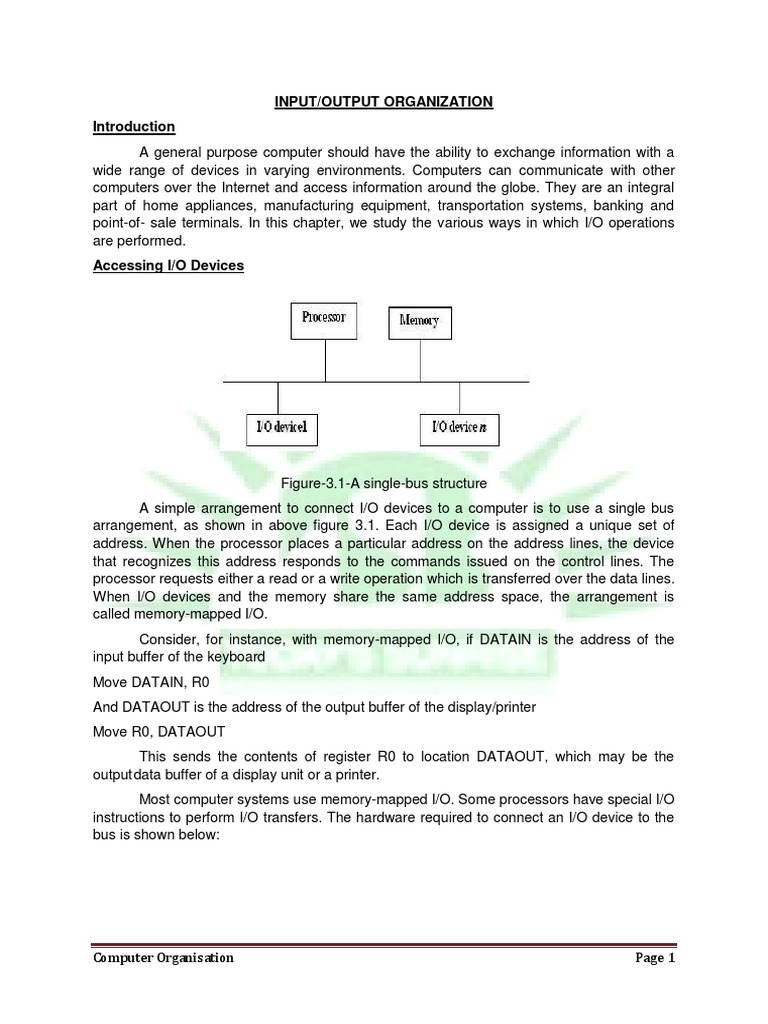 Computer Organisation-Unit - III | PDF | Input/Output | Central Processing Unit