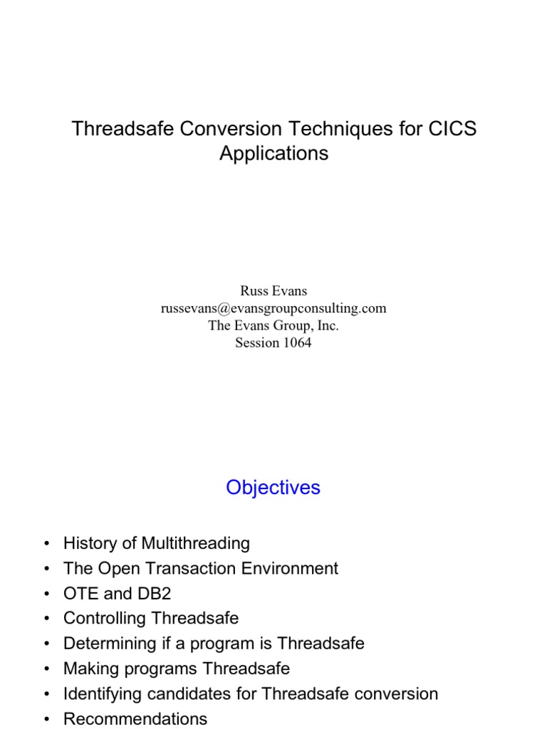 Thread Safe Conversion Techniques For CICS Application | PDF | Thread (Computing) | Ibm Db2