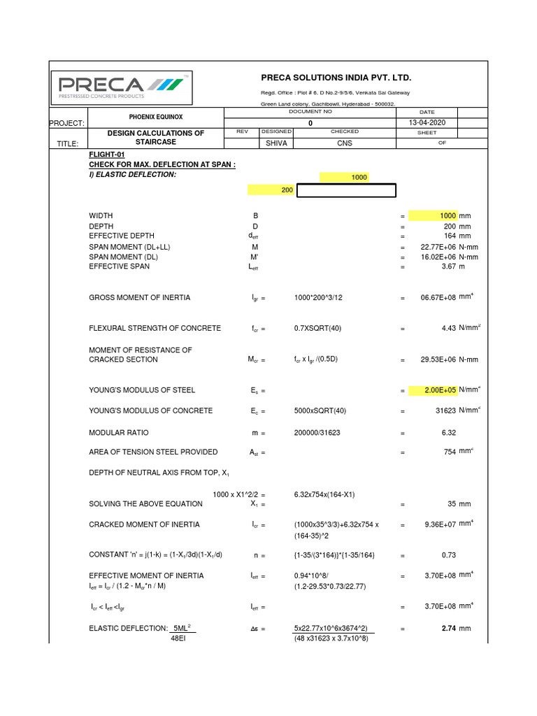 Staircase Flight Deflection Check | PDF | Applied And Interdisciplinary ...