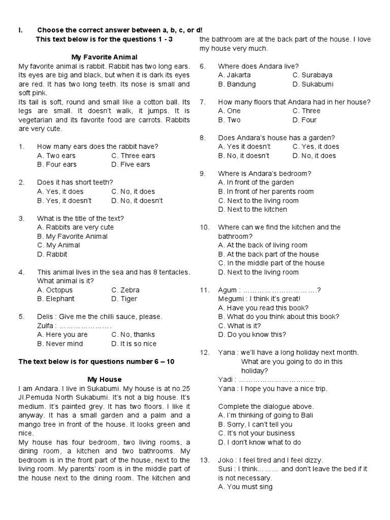 Soal PTS Genap EC Kelas VII - Fix | PDF