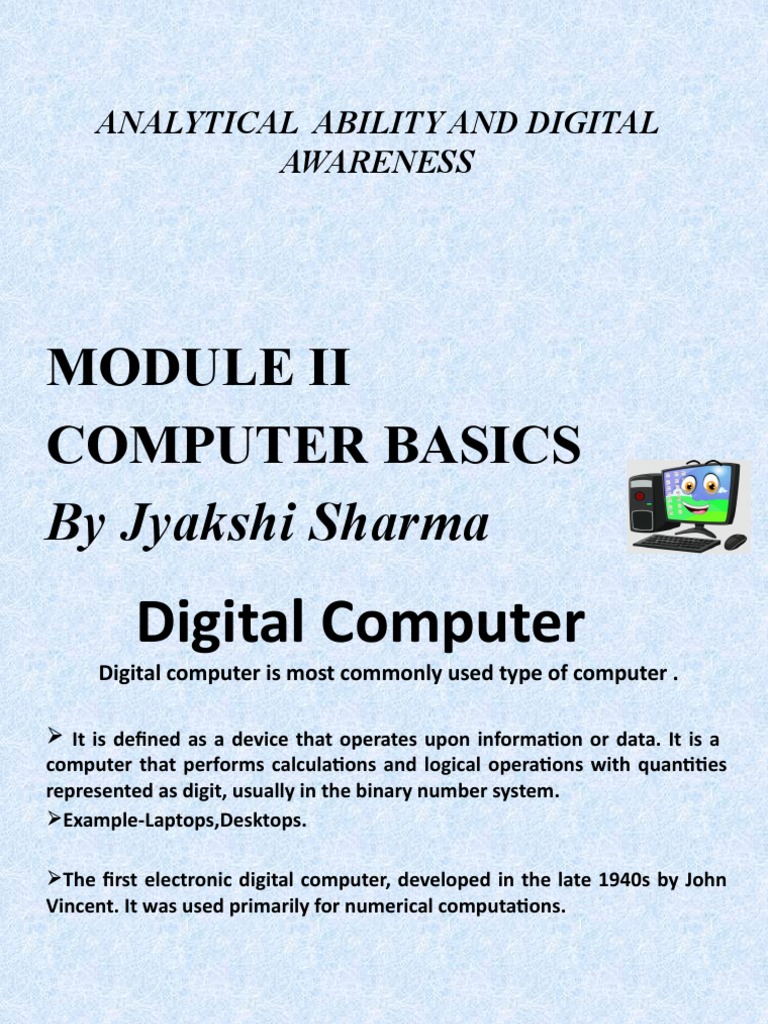 Computer Basics: Analytical Ability and Digital Awareness | PDF ...