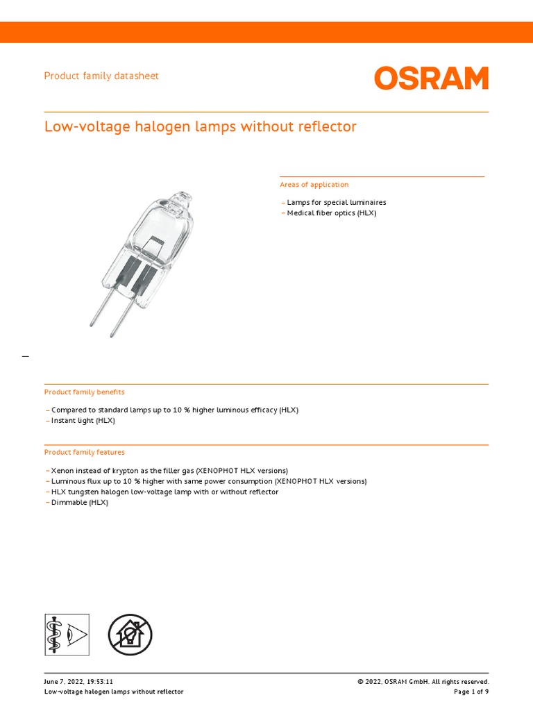 Low-Voltage Halogen Lamps Without Reflector: Product Family Datasheet ...