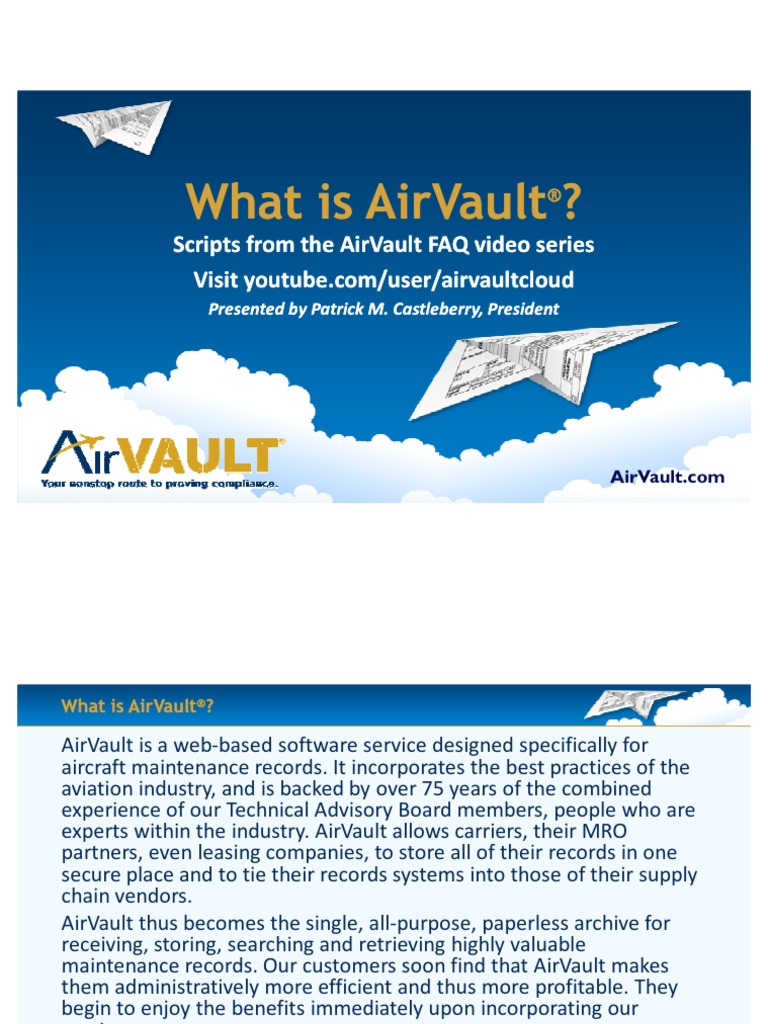 AirVault FAQ | PDF | Cloud Computing | Airlines
