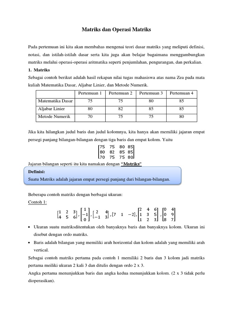 Matriks Dan Operasi Matriks | PDF