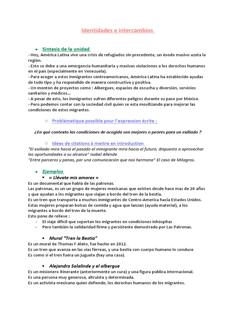 Identidades e Intercambios: Síntesis de La Unidad | PDF