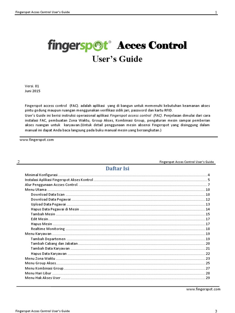 Fingerspot Access Control - User's Guide | PDF