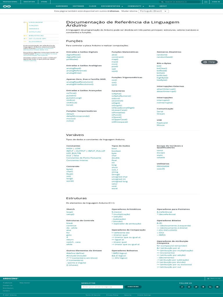 Documentação De Referência Do Arduino Documentação De Referência Do Arduino Pdf Arduino