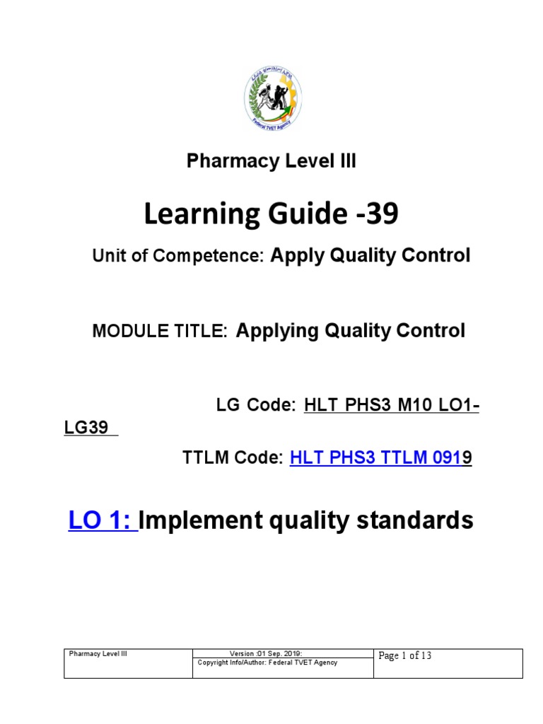 Learning Guide - 39: Implement Quality Standards | PDF | Quality ...
