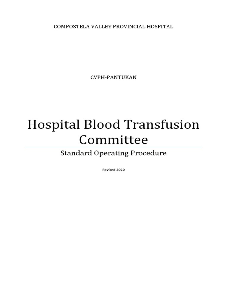Hospital Blood Transfusion Committee: Standard Operating Procedure ...