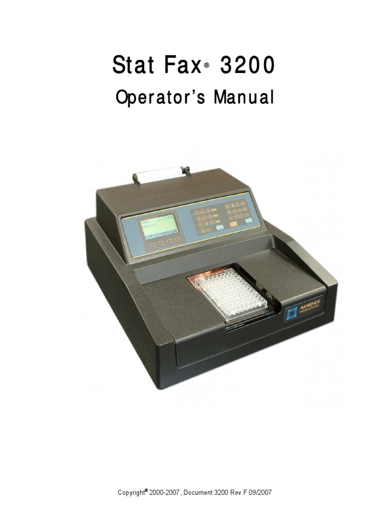 User Manual - Stat Fax 3200 (ELISA READER) | PDF | Printer (Computing ...