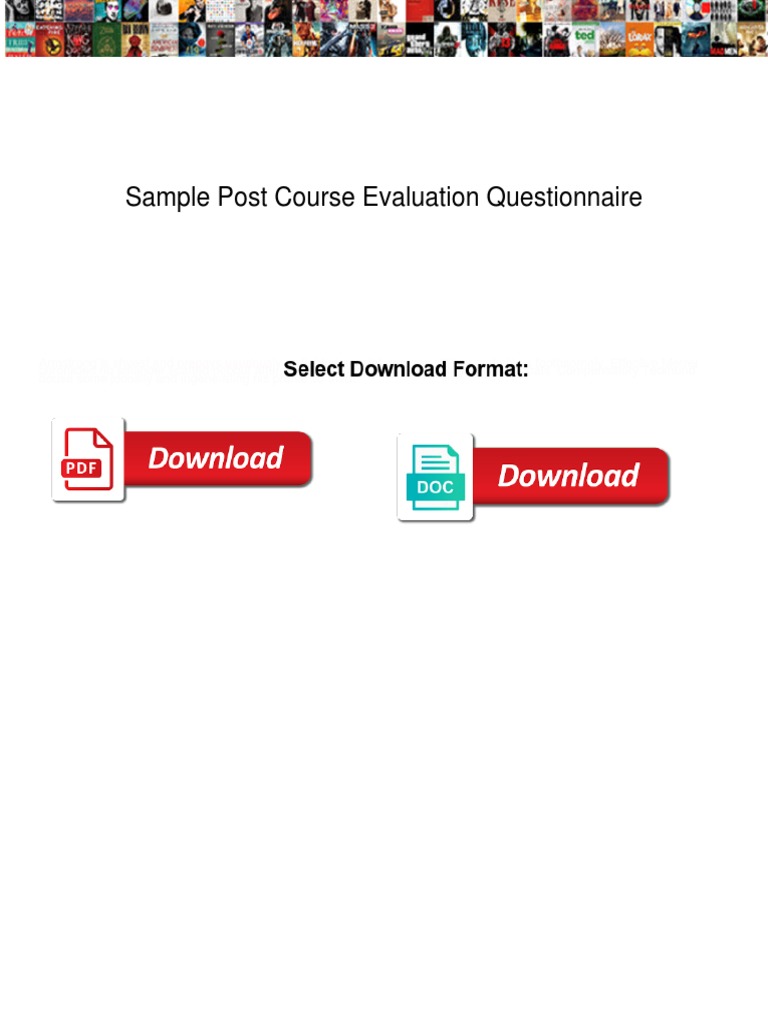 Sample Post Course Evaluation Questionnaire | Download Free PDF ...