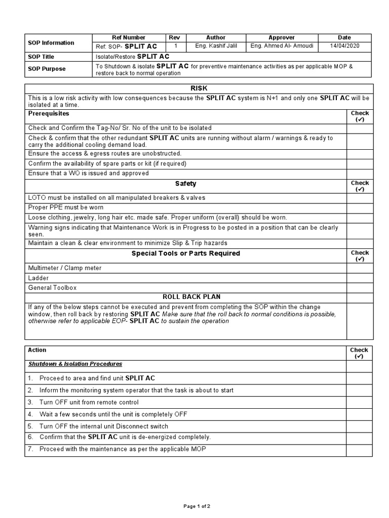 Split Ac Split Ac Split Ac Risk: Prerequisites | PDF | Manufactured ...