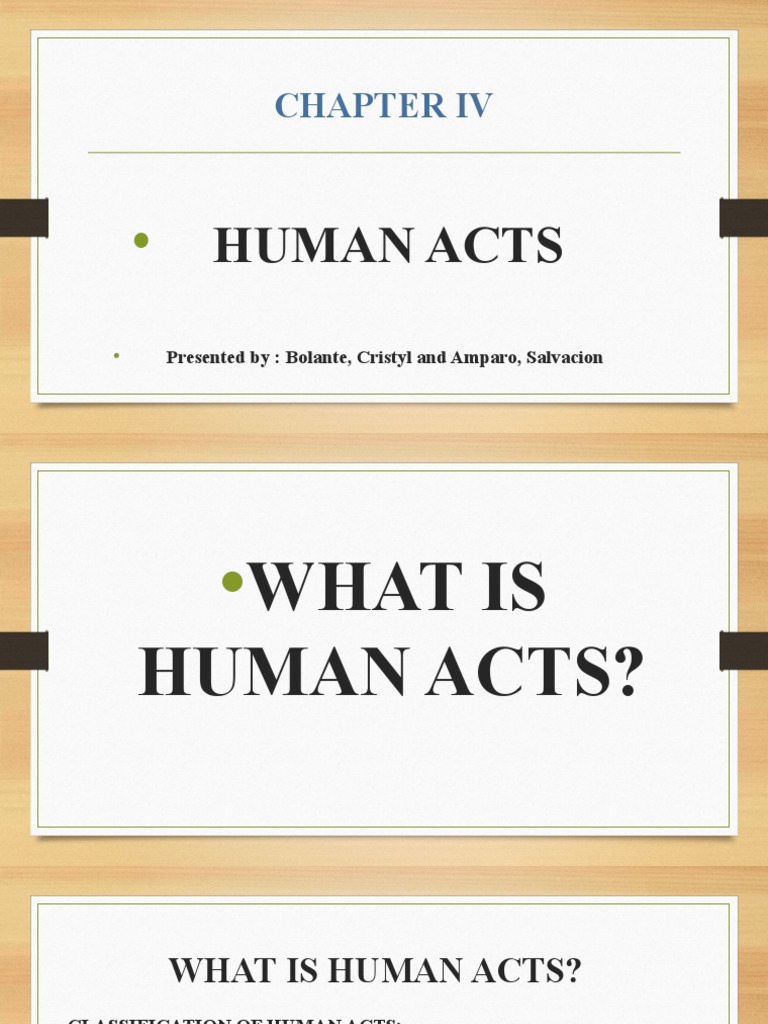 Understanding Human Acts and Their Classifications | PDF | Free Will ...