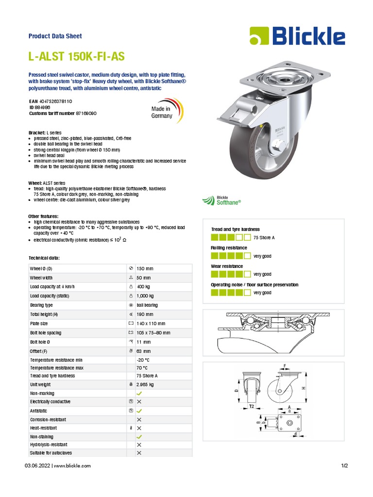 Blickel Caster Antistatic-1 | PDF | Mechanical Engineering | Vehicle ...