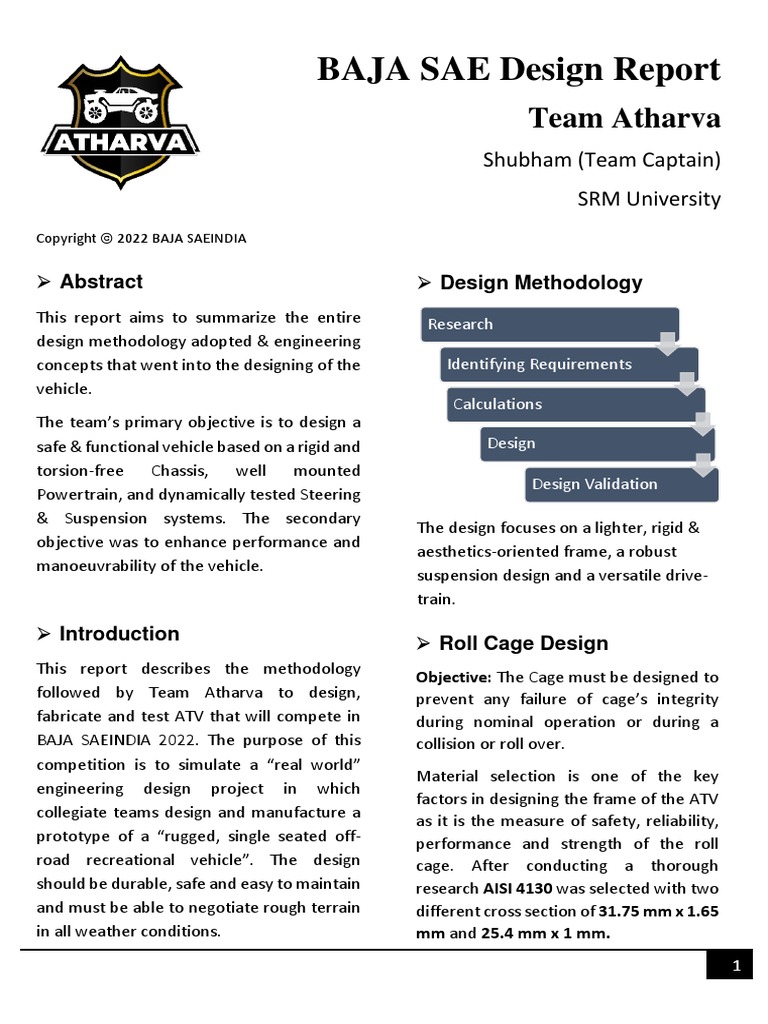 120 TeamAtharva DesignReport | PDF | Steering | Brake