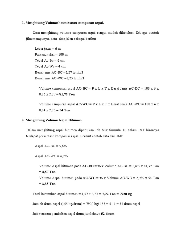 Menghitung Volume Aspal dan Filler | PDF