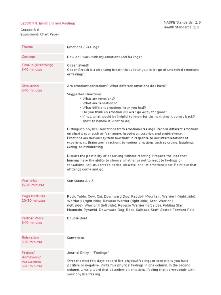 LESSON 8: Emotions and Feelings | PDF | Feeling | Emotions