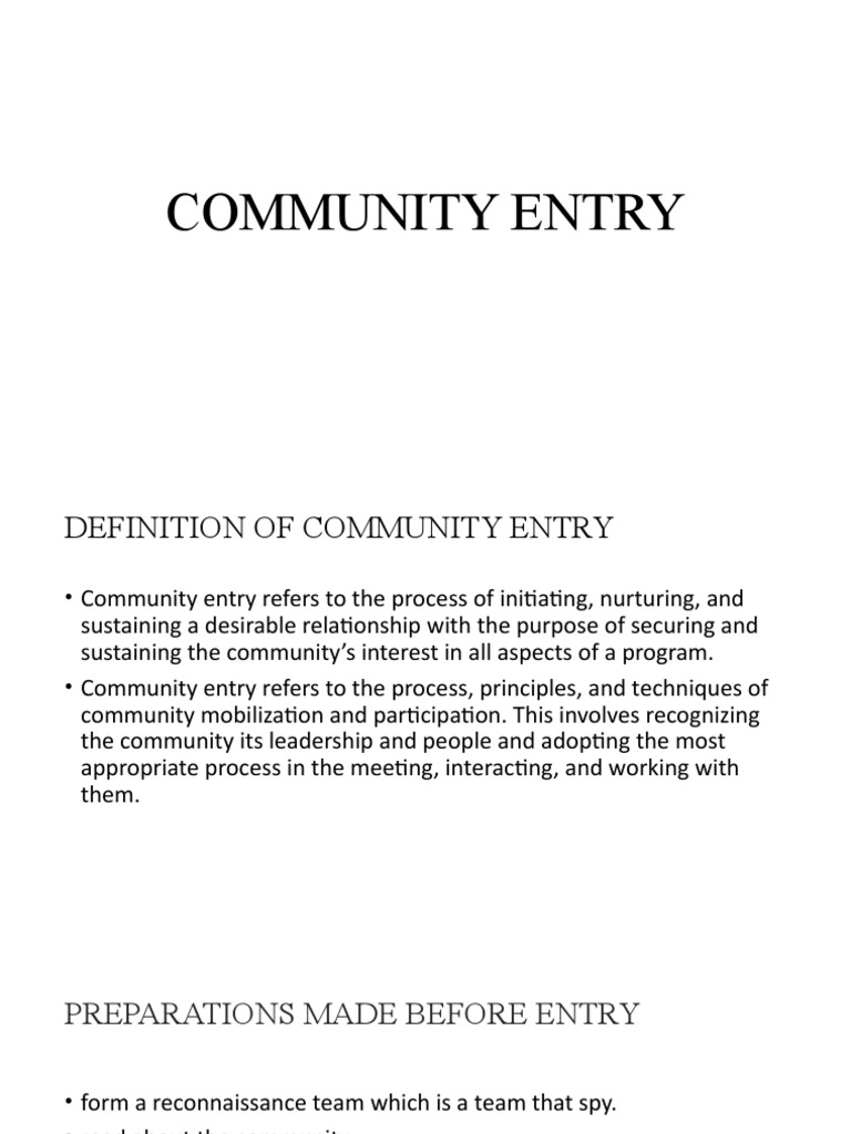 Community Entry Process in Public Health | PDF