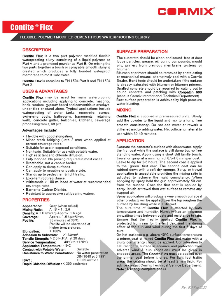 TDS-EN-Contite Flex - Rev 007-Feb 22 | PDF | Concrete | Water
