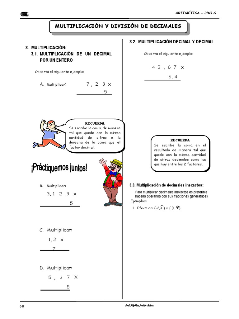 Multiplicación y Divisió Con Decimales | PDF | División (Matemáticas ...