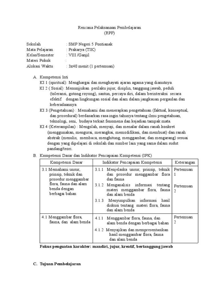RPP Adiwiyata SBK KLS 7 Gnjil 2019 | PDF