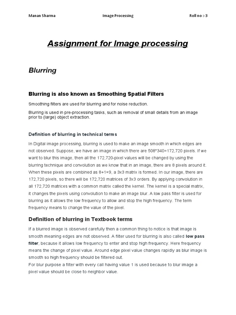 Assignment For Image Processing: Blurring | PDF | Computer Science ...