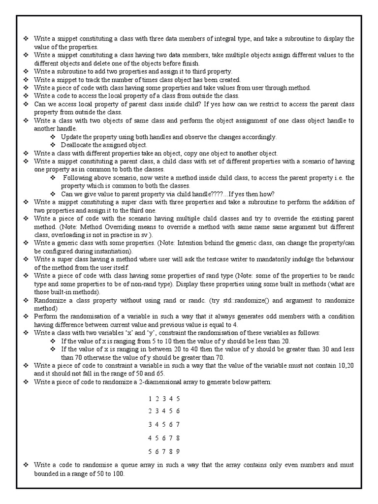 Practice Assignment For Systemverilog Pdf Class Computer Programming Method 6618