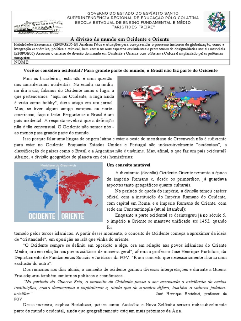 A Divisão Do Mundo em Ocidente e Oriente | PDF | Mundo ocidental | Brasil