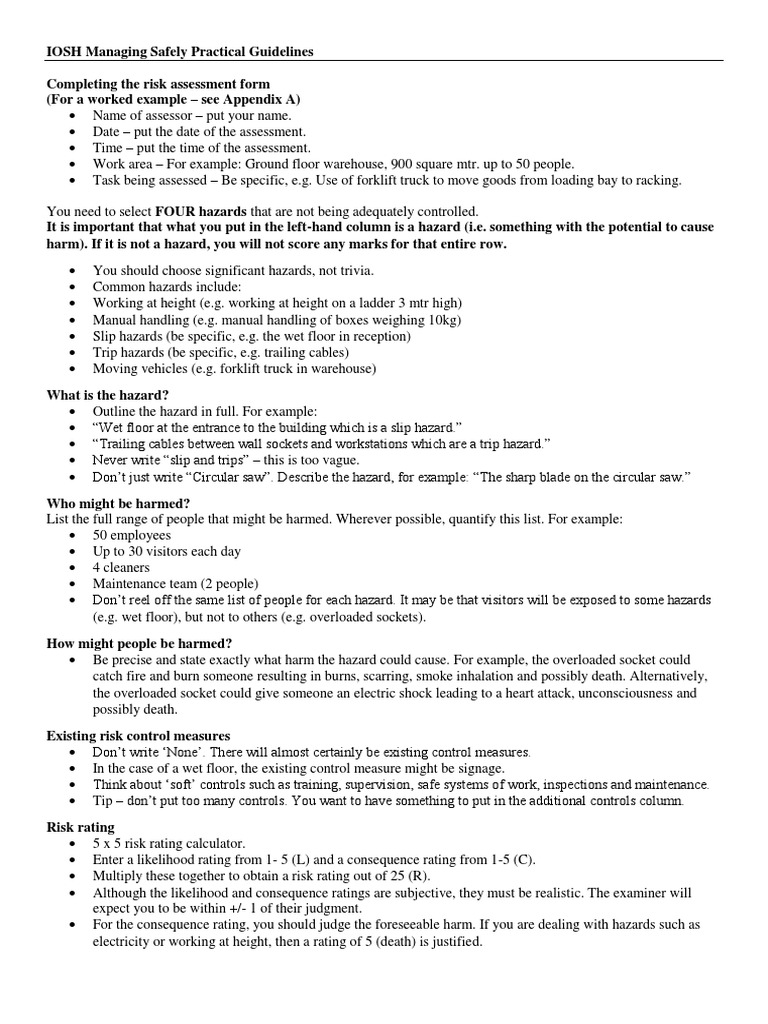 IOSH Practical Guidelines | PDF | Risk | Occupational Safety And Health
