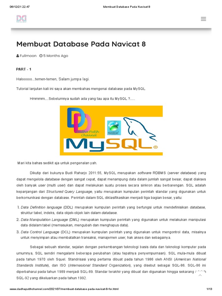 Membuat Database Pada Navicat 8 | PDF